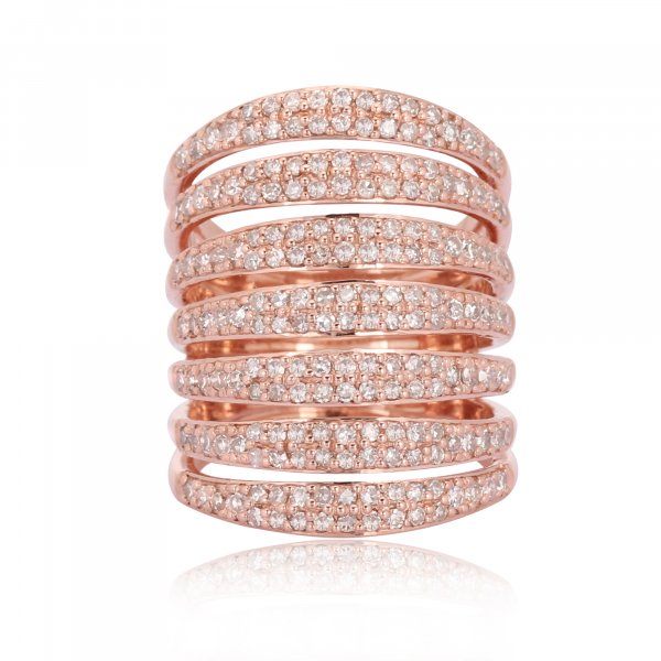 Yellow Gold Two Line Diamond Midi Band Ring